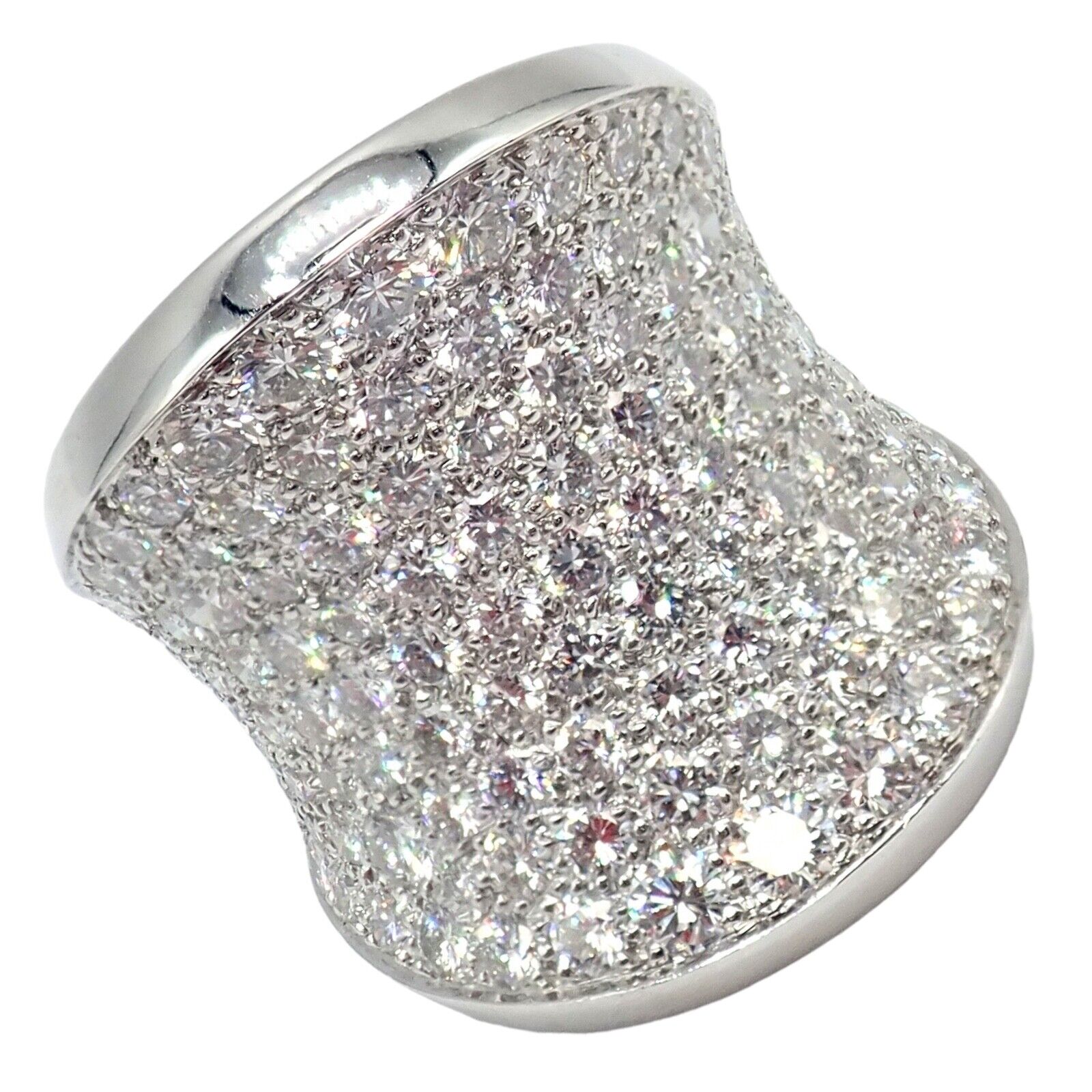 Authentic! Cartier Chalice 18k White Gold Diamond Large Ring Paper