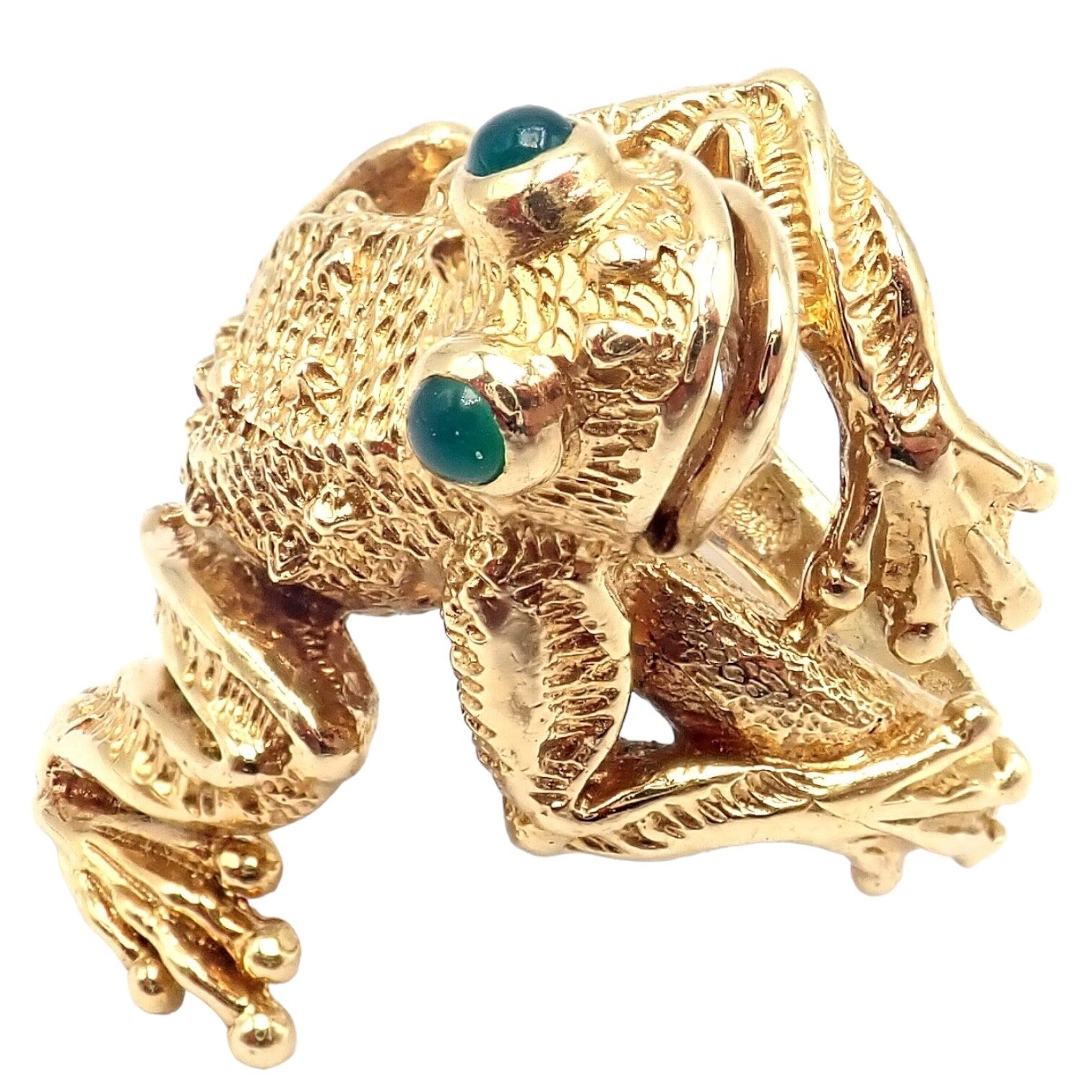 Authentic! Kurt Wayne 18k Yellow Gold Frog Emerald Ring