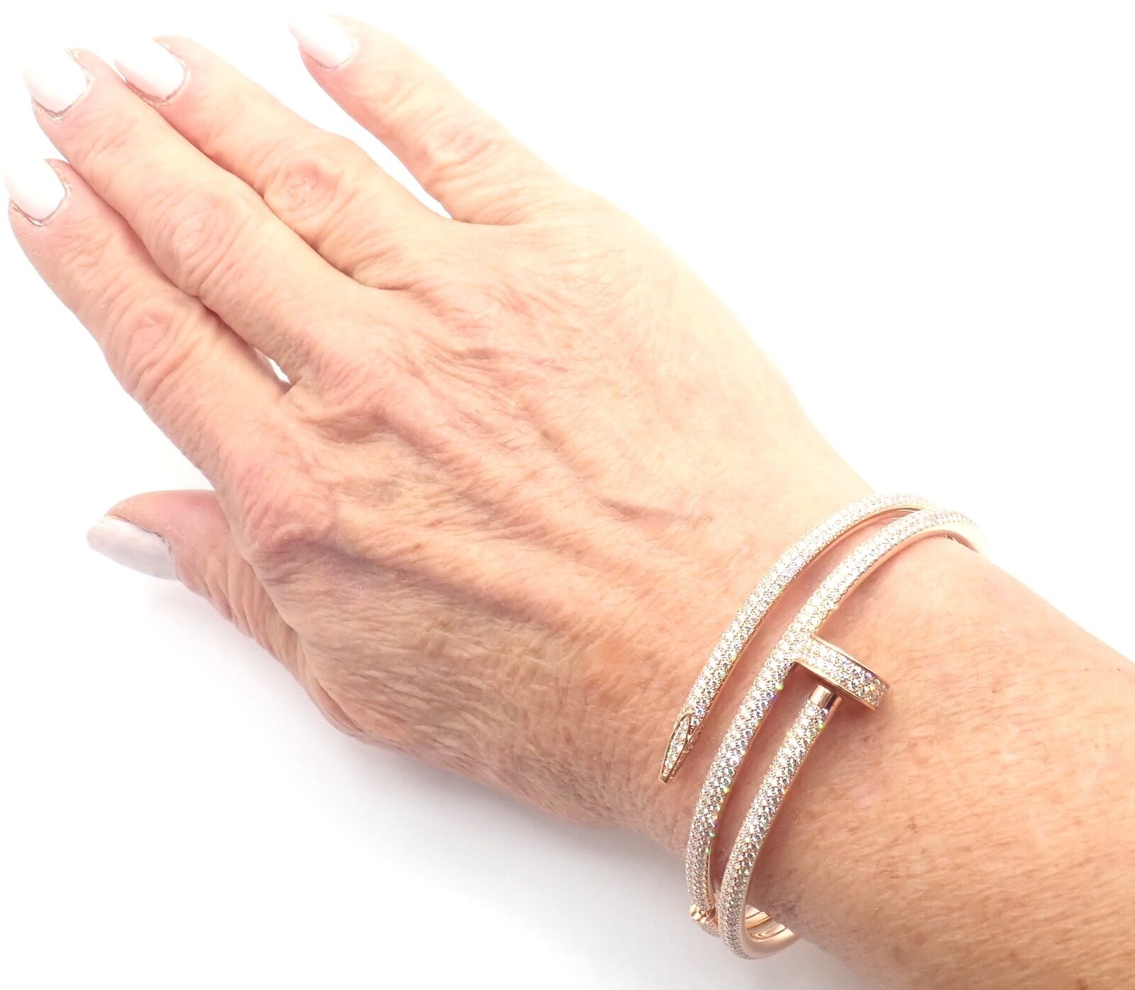 Cartier Juste un Clou Nail 18k Rose Gold Diamond Bangle Bracelet Size