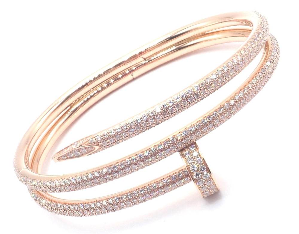 Cartier Juste un Clou Nail 18k Rose Gold Diamond Bangle Bracelet Size