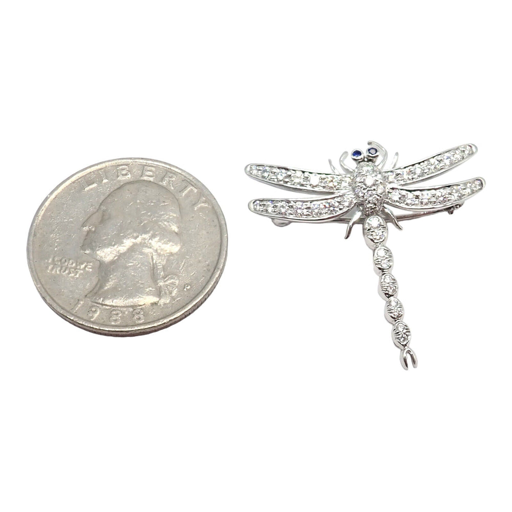 Rare! Authentic Tiffany & Co. Platinum Dragonfly Diamond Sapphire Pin