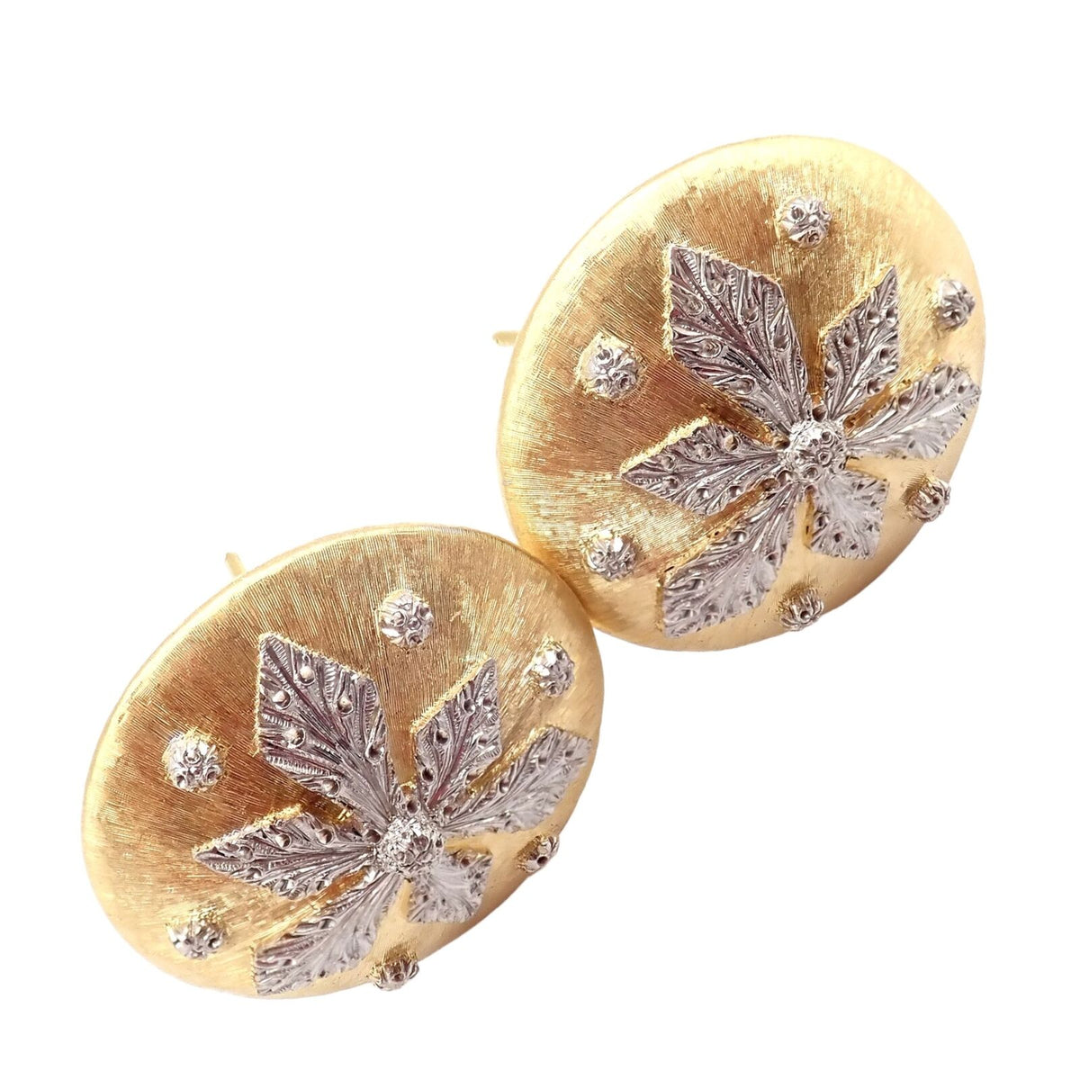 Vintage Mario Buccellati 18k Yellow White Gold Geminato Large Button E