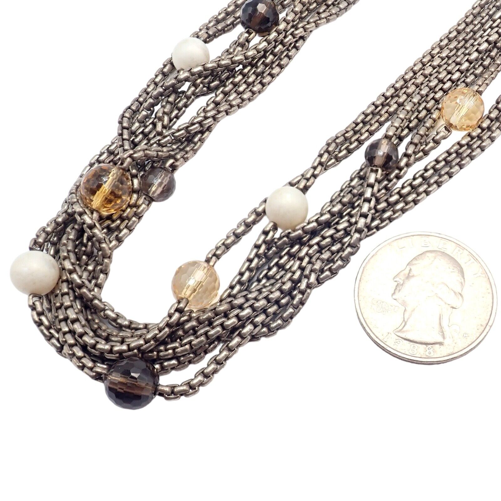 David Yurman DY 18k Yellow Gold Sterling Silver 8 Strand Box Chain Necklace