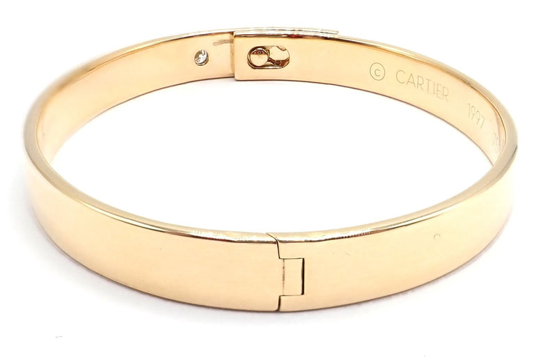 Authentic! Cartier 18k Yellow Gold Diamond Anniversary Bangle Bracelet