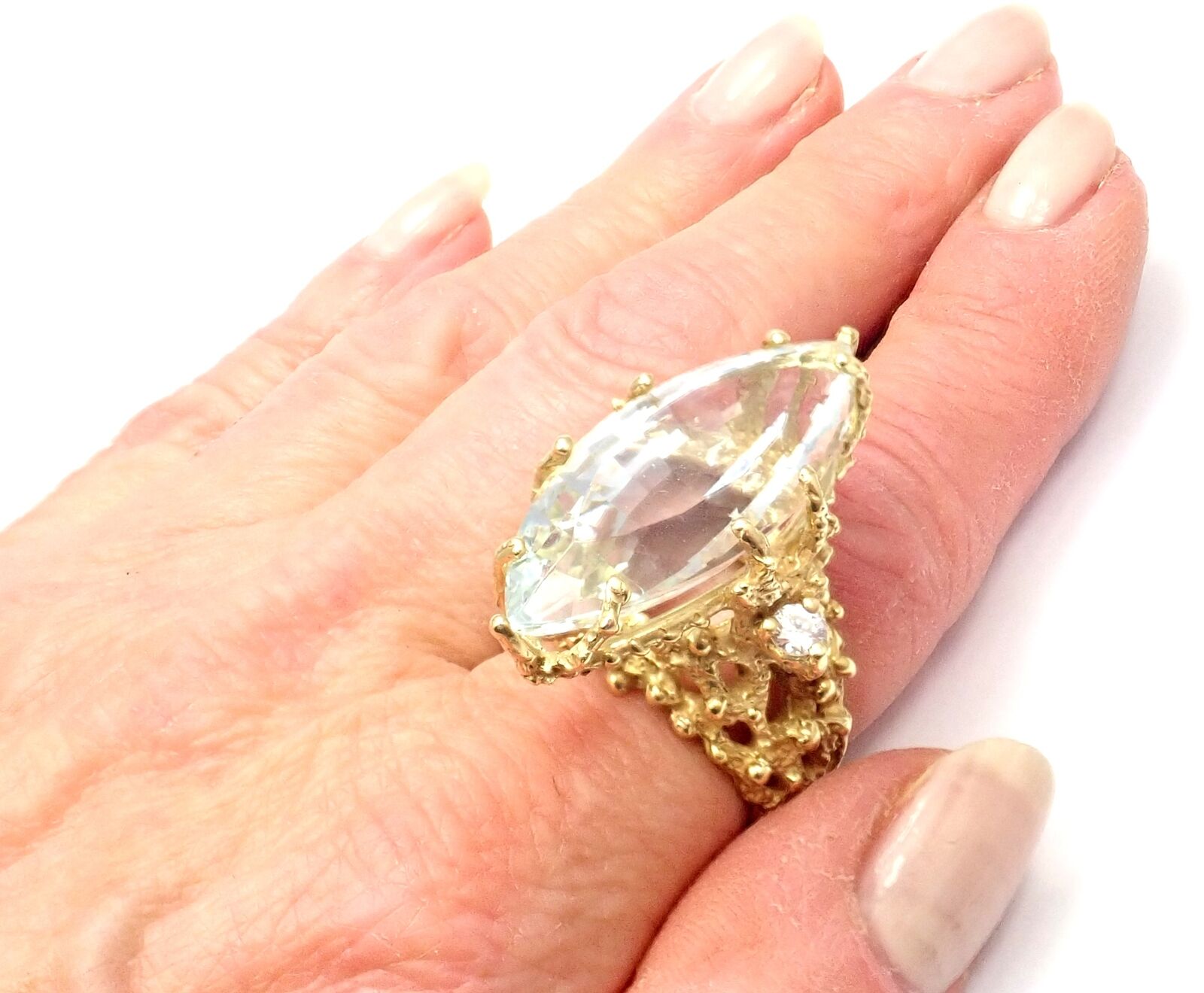 Rare! Authentic House Of Murat Diamond Large 25ct Aquamarine Ring