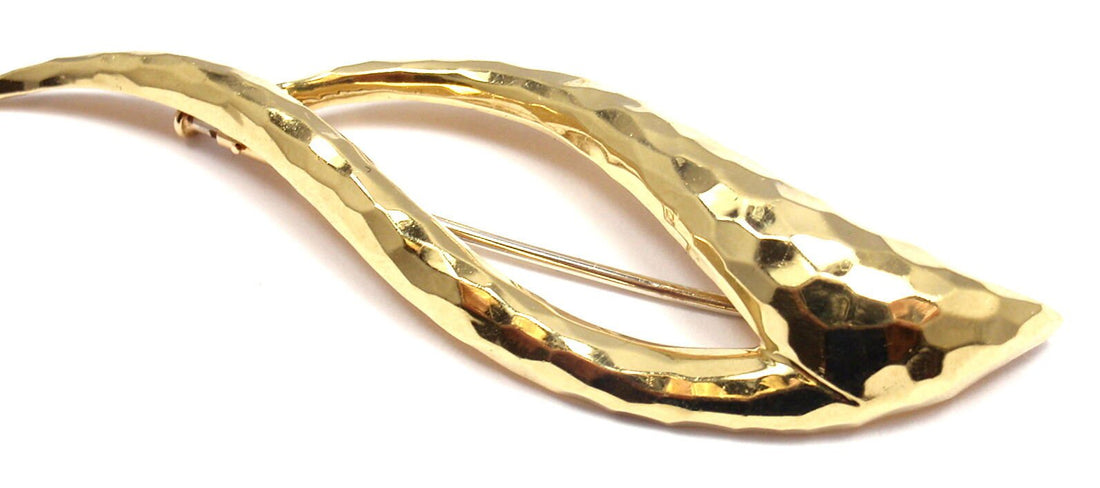 RARE! AUTHENTIC HENRY DUNAY 18K YELLOW GOLD ABSTRACT PIN BROOCH